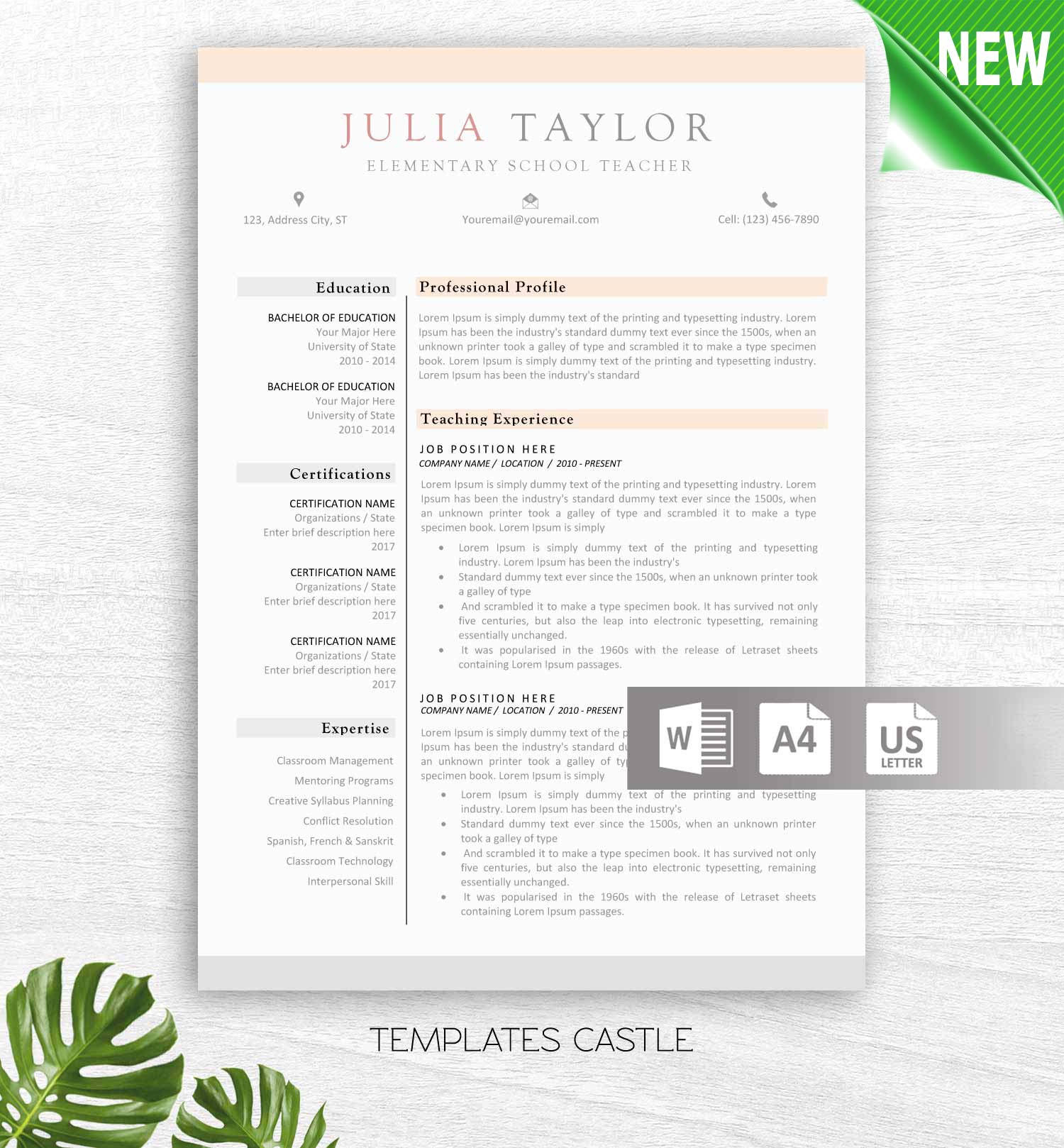 Résumé Templates Paper & Party Supplies Resume Template Word ...