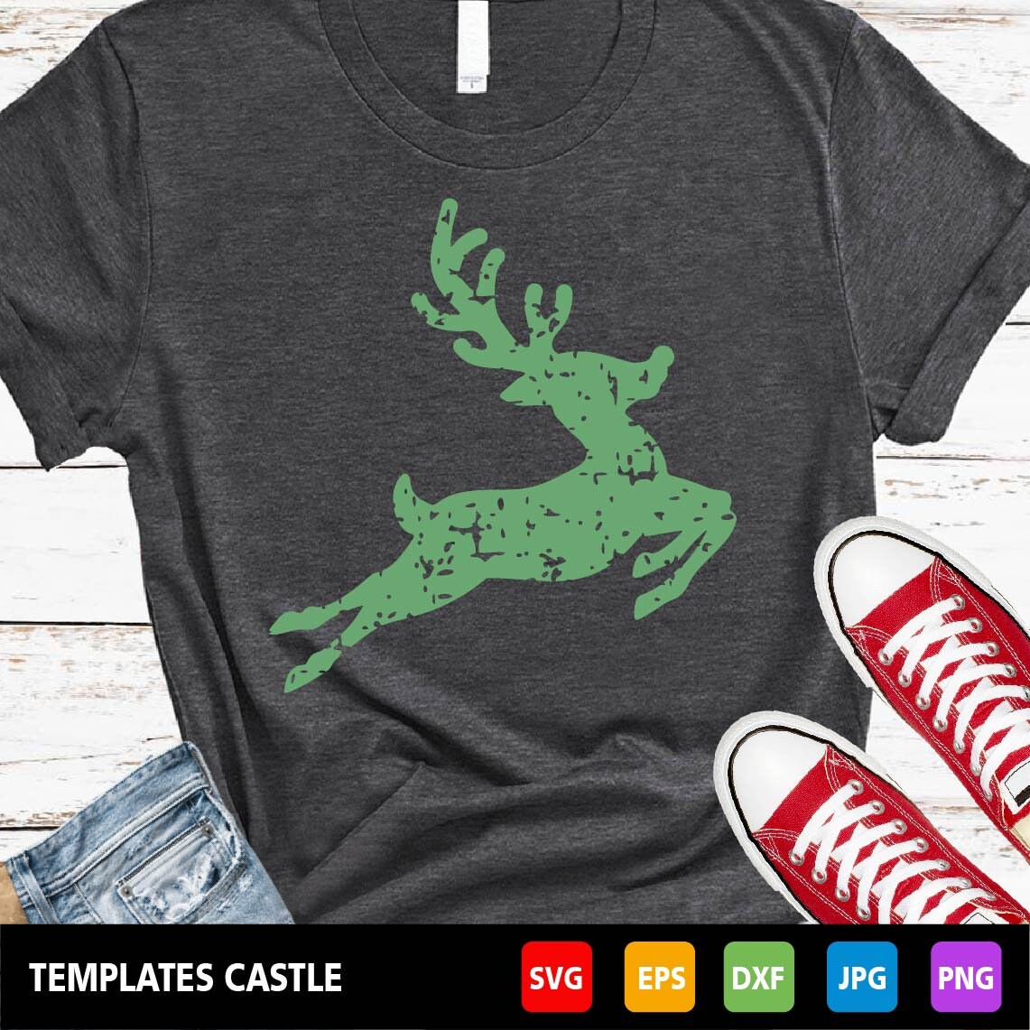 Navidad reno Saltando SVG Reno Jumping Silhouette SVG Grunge | Etsy