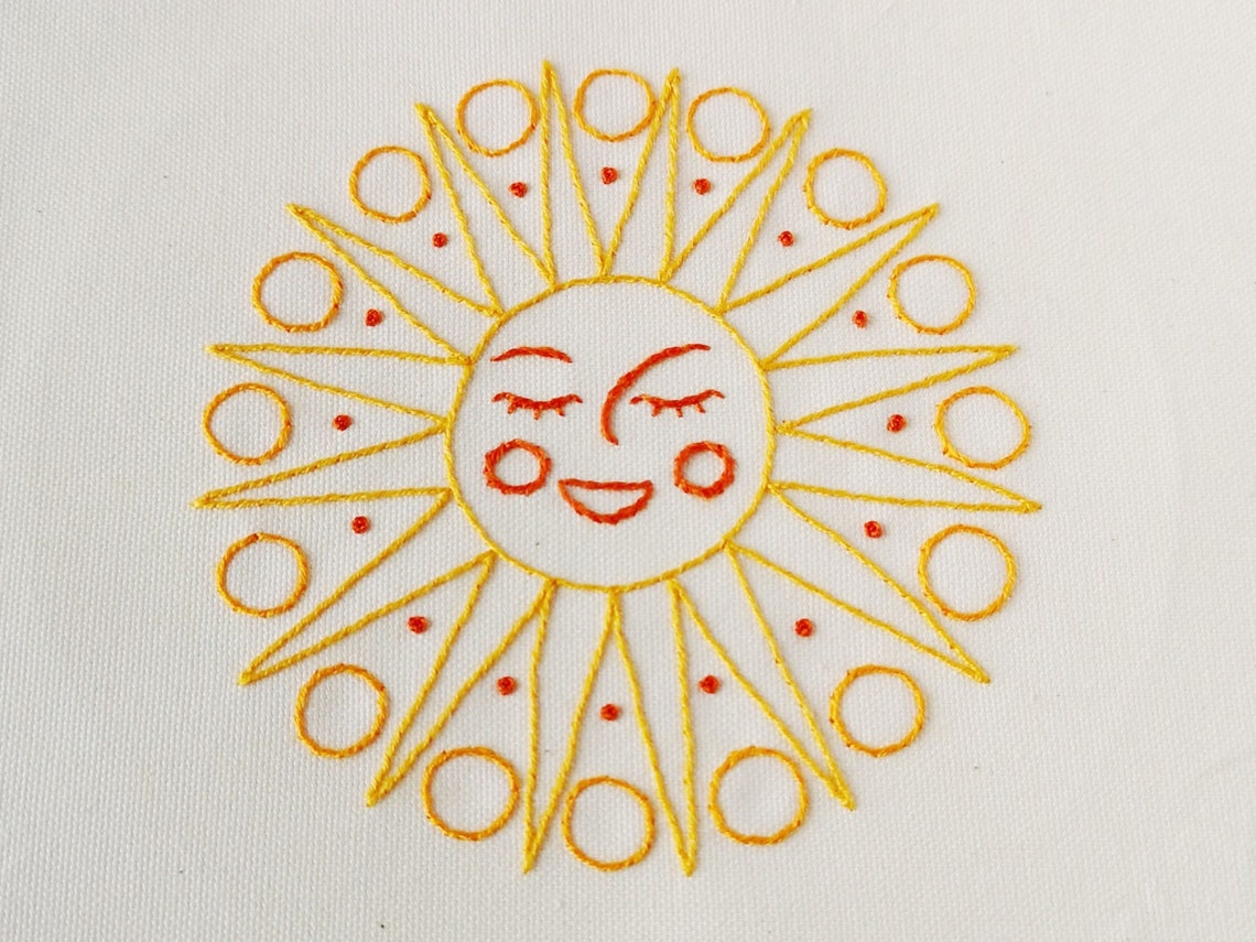 Young Sun Hand Embroidery Pdf Pattern and Instructions, Simple ...