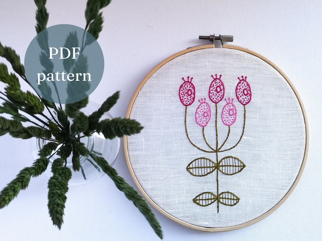 Embroidery Pdf Pattern of Pink Modern Flower - Etsy