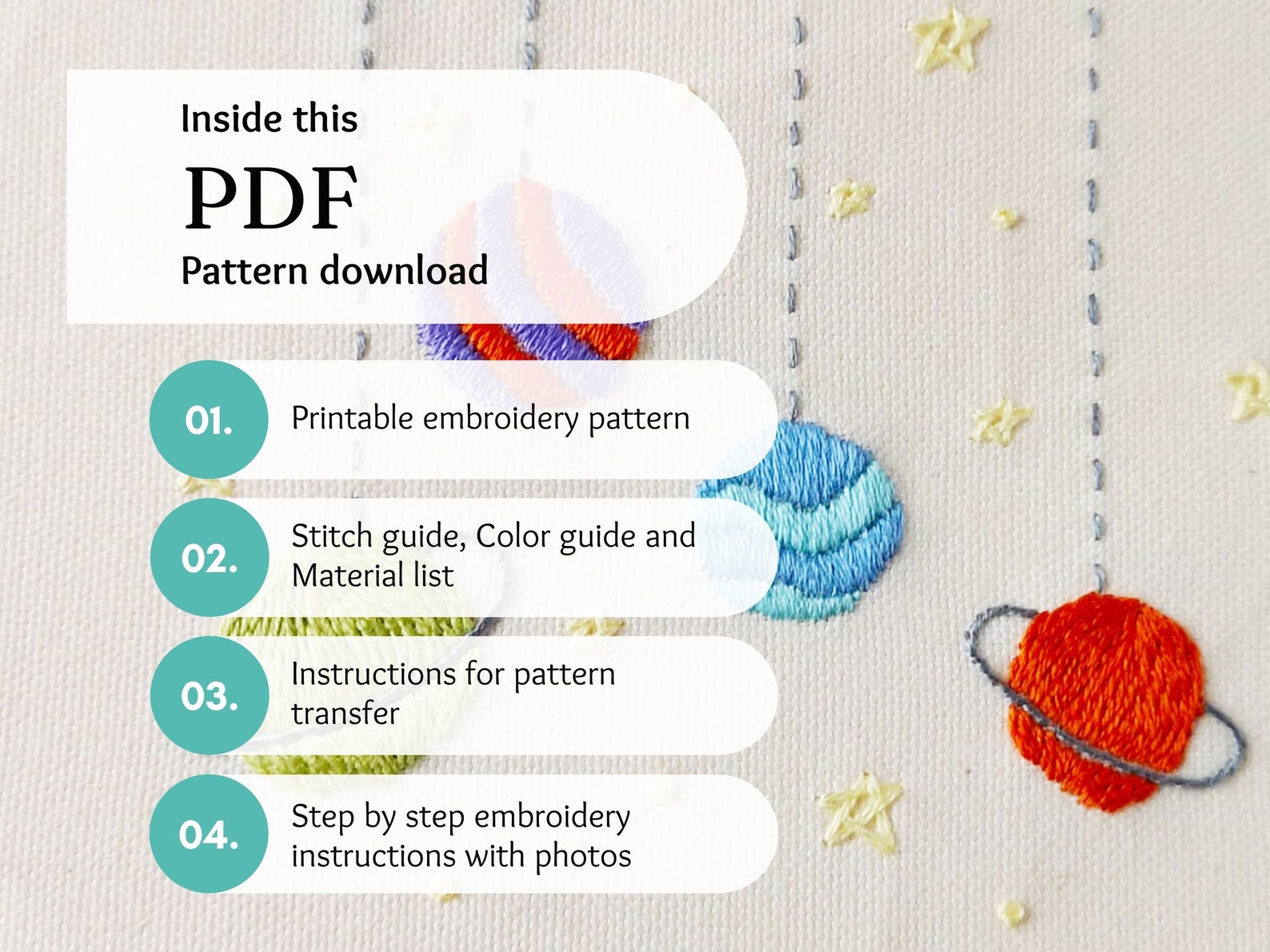 Toy Galaxy Hand Embroidery Pdf Pattern and Instructions - Etsy