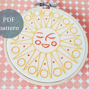 Young Sun Hand Embroidery Pdf Pattern and Instructions, Simple ...