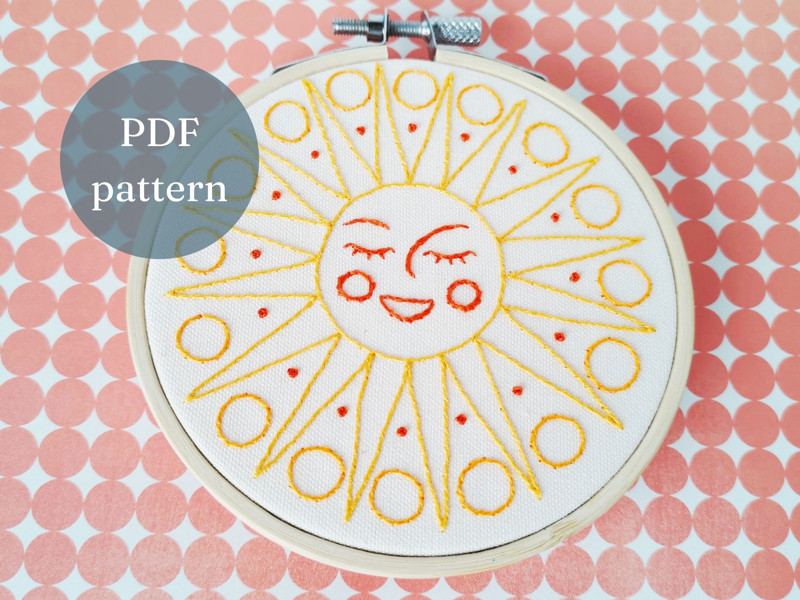 Young Sun Hand Embroidery Pdf Pattern and Instructions, Simple ...