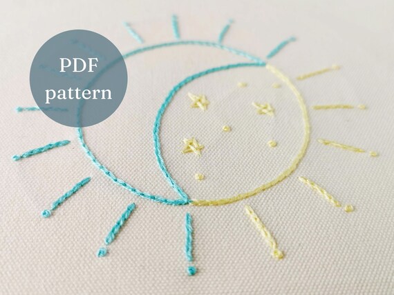Eclipse Design for Hand Embroidery. Pdf Pattern With Detailed | Etsy