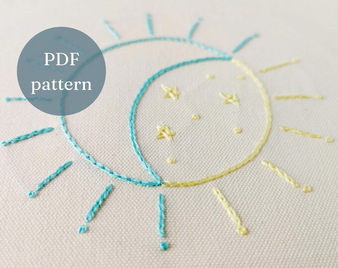 Eclipse Design for Hand Embroidery. Pdf Pattern With Detailed ...