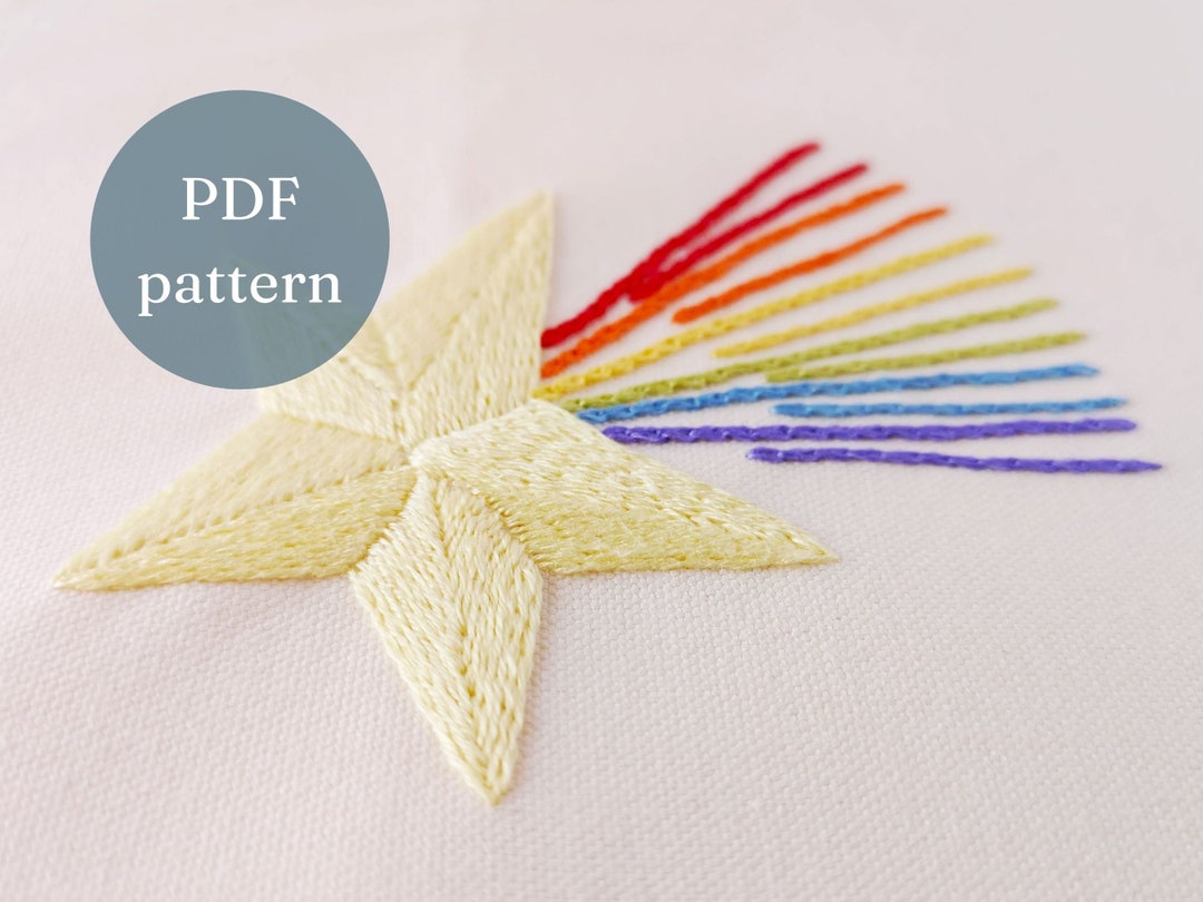 Rainbow Star Pdf Pattern for Hand Embroidery. Instant Digital Download ...