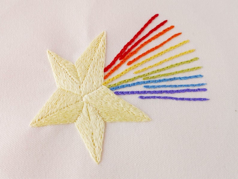 Rainbow Star Pdf Pattern for Hand Embroidery. Instant Digital Download ...