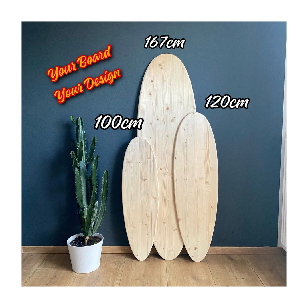 Deco Surfboard plain in the Malibu Shape Made of Solid Wood 100 / 120 ...