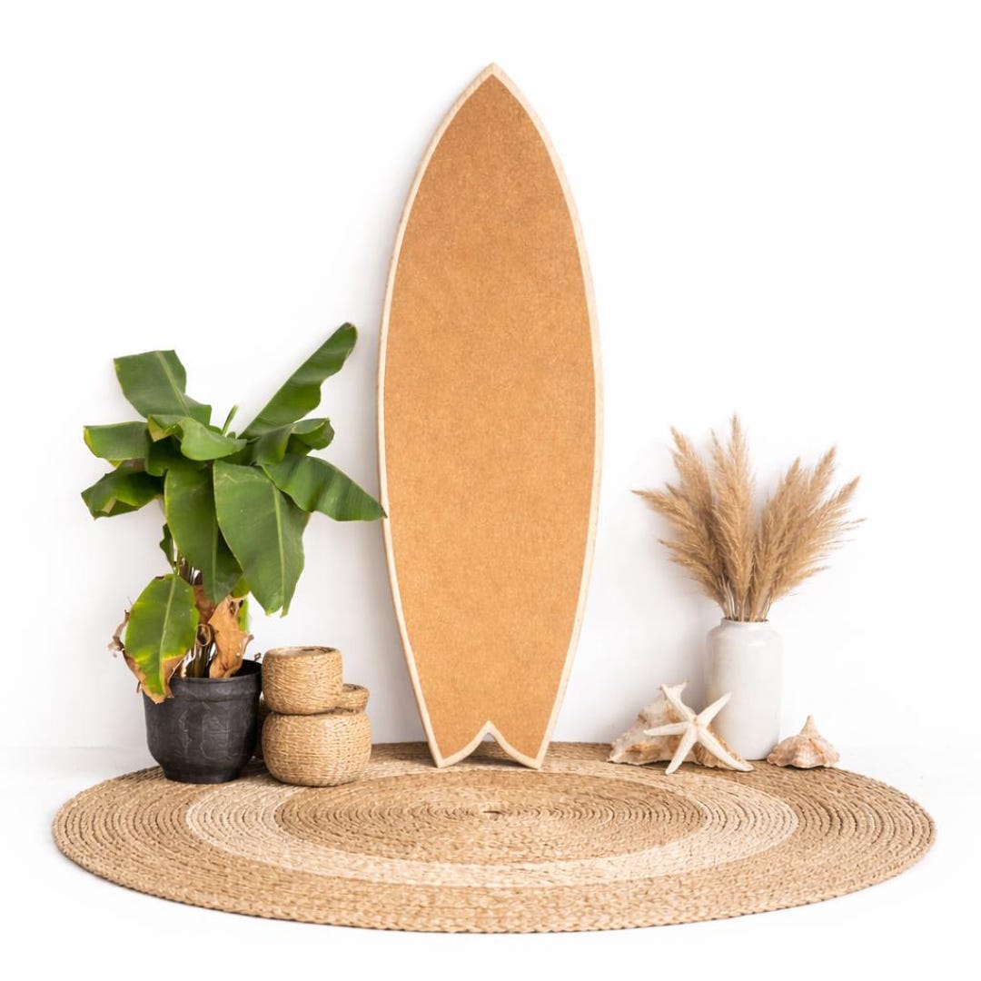 Decorative Surfboard Cork Board | Boho Wall Decor | Solid Wood ...
