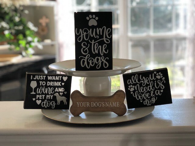 Handmade wood dog signs-decor-puppy-pet-fur baby-tiered | Etsy