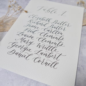 Calligraphy Wedding Table Seating Plan: A5 Personalized Sign - Etsy