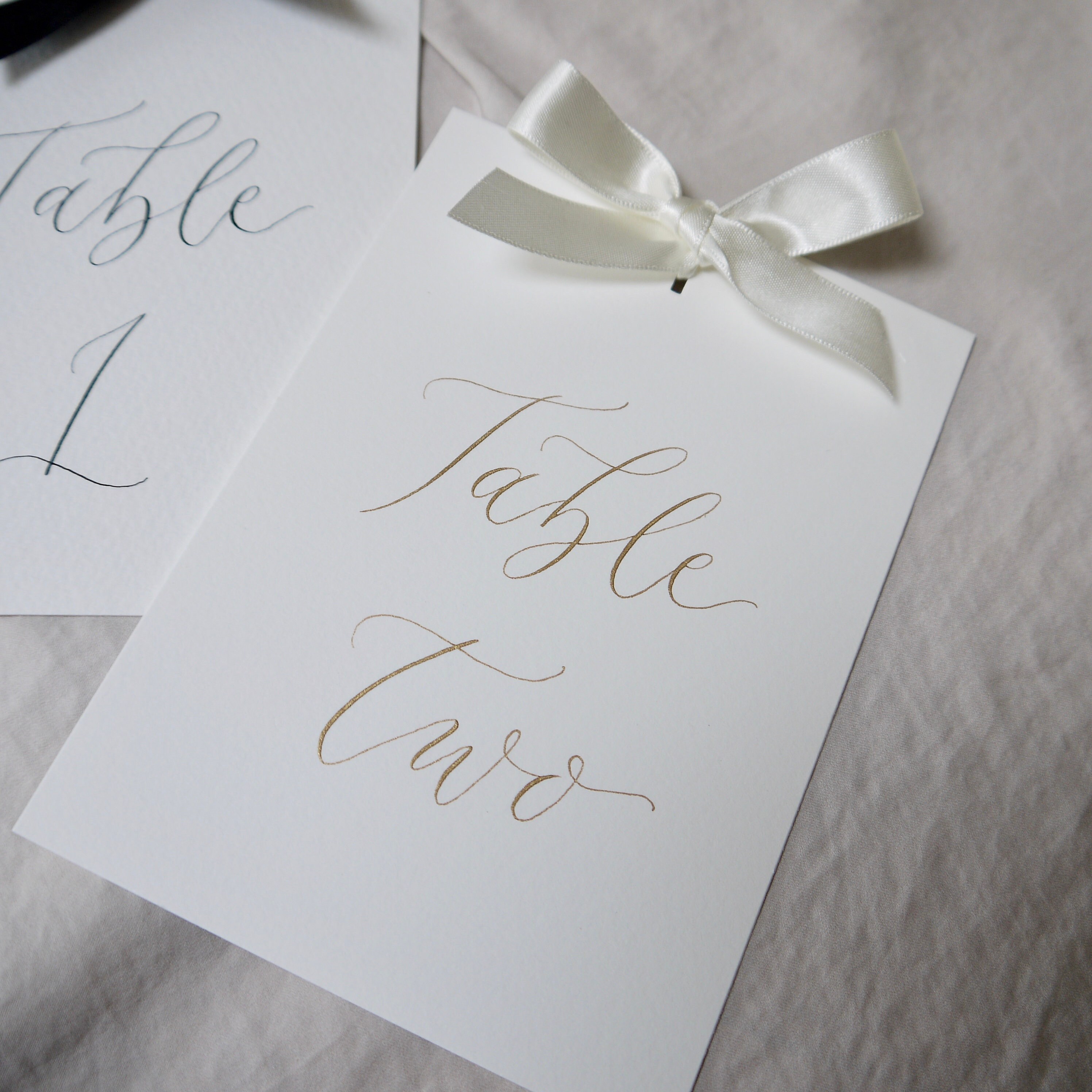 Wedding Table Number Signs With Bows – Handwritten Calligraphy Table ...