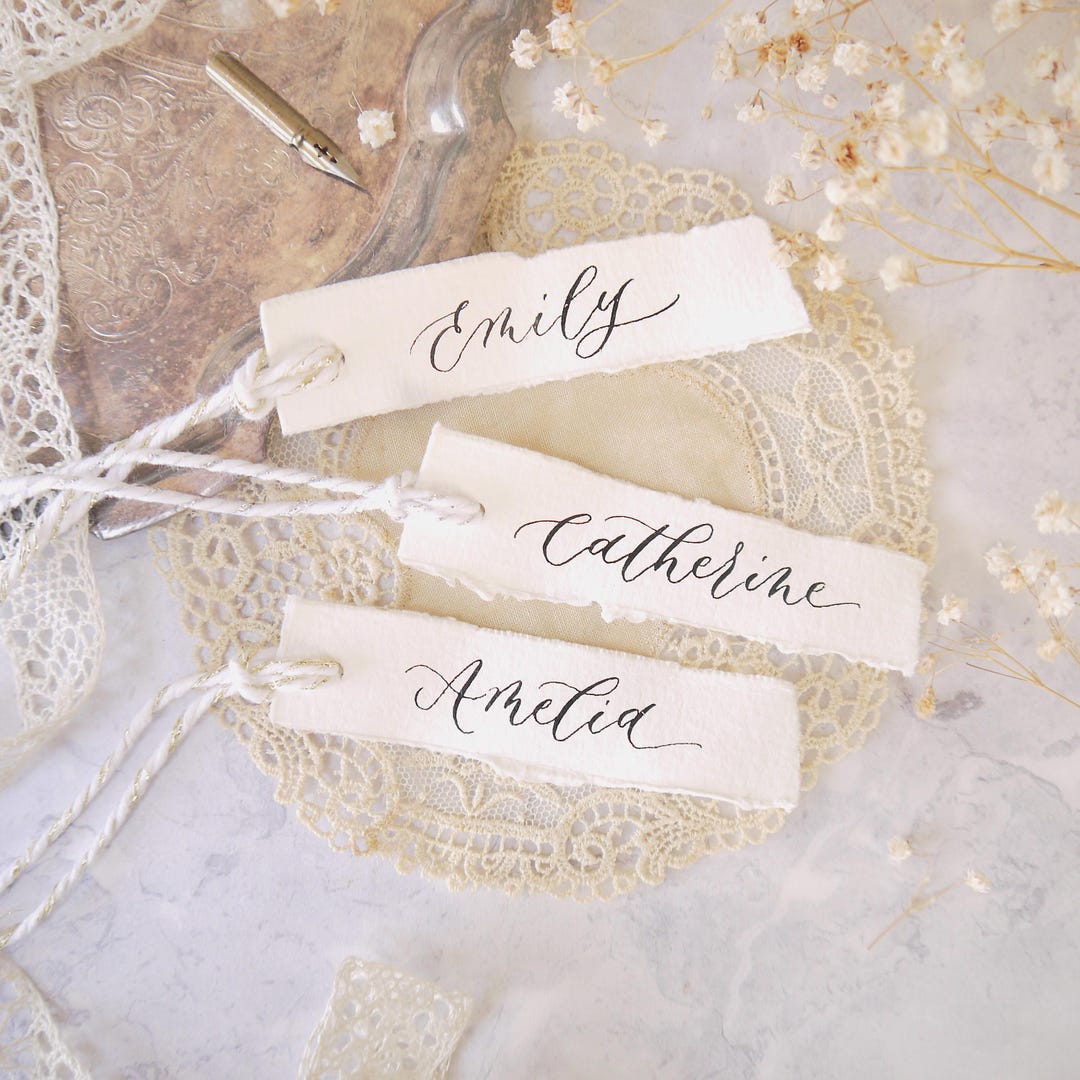 Personalised Calligraphy Gift Tags – Torn Paper Place Cards or Thank ...