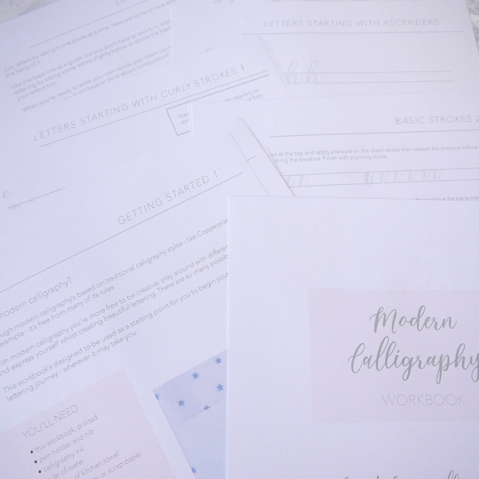 Modern Calligraphy Alphabet Practice Sheets for Beginners PDF | Etsy