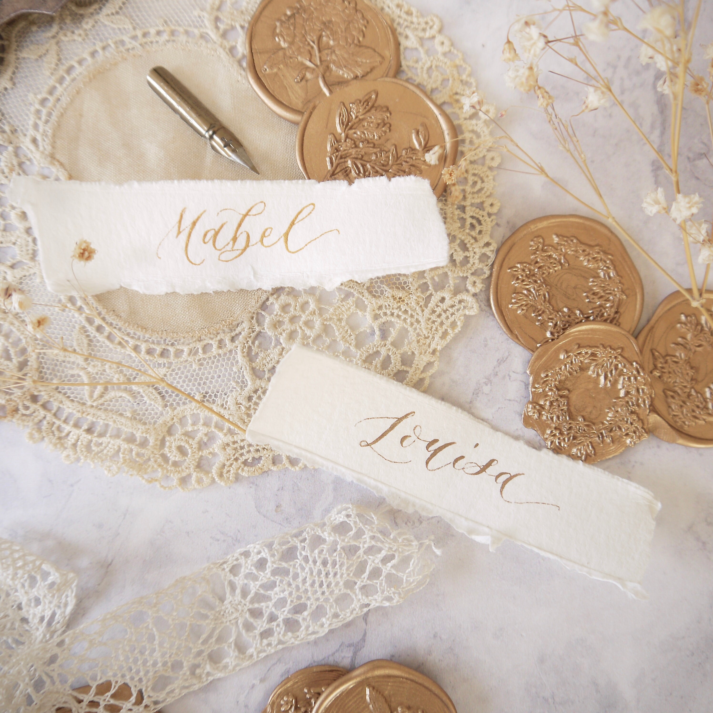 Personalised Calligraphy Gift Tags – Torn Paper Place Cards or Thank ...
