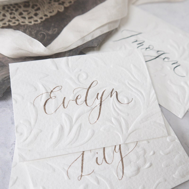 White Embossed Cards - Etsy