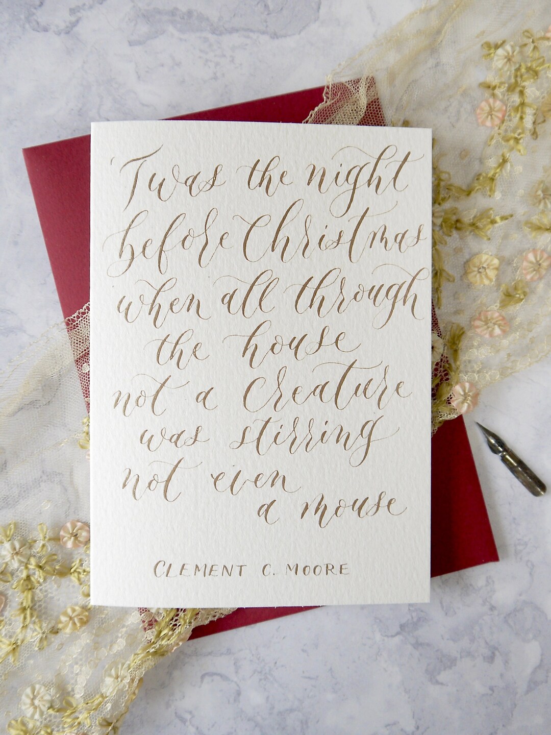 Personalised Calligraphy Christmas Card: Handwritten Holiday Keepsake ...