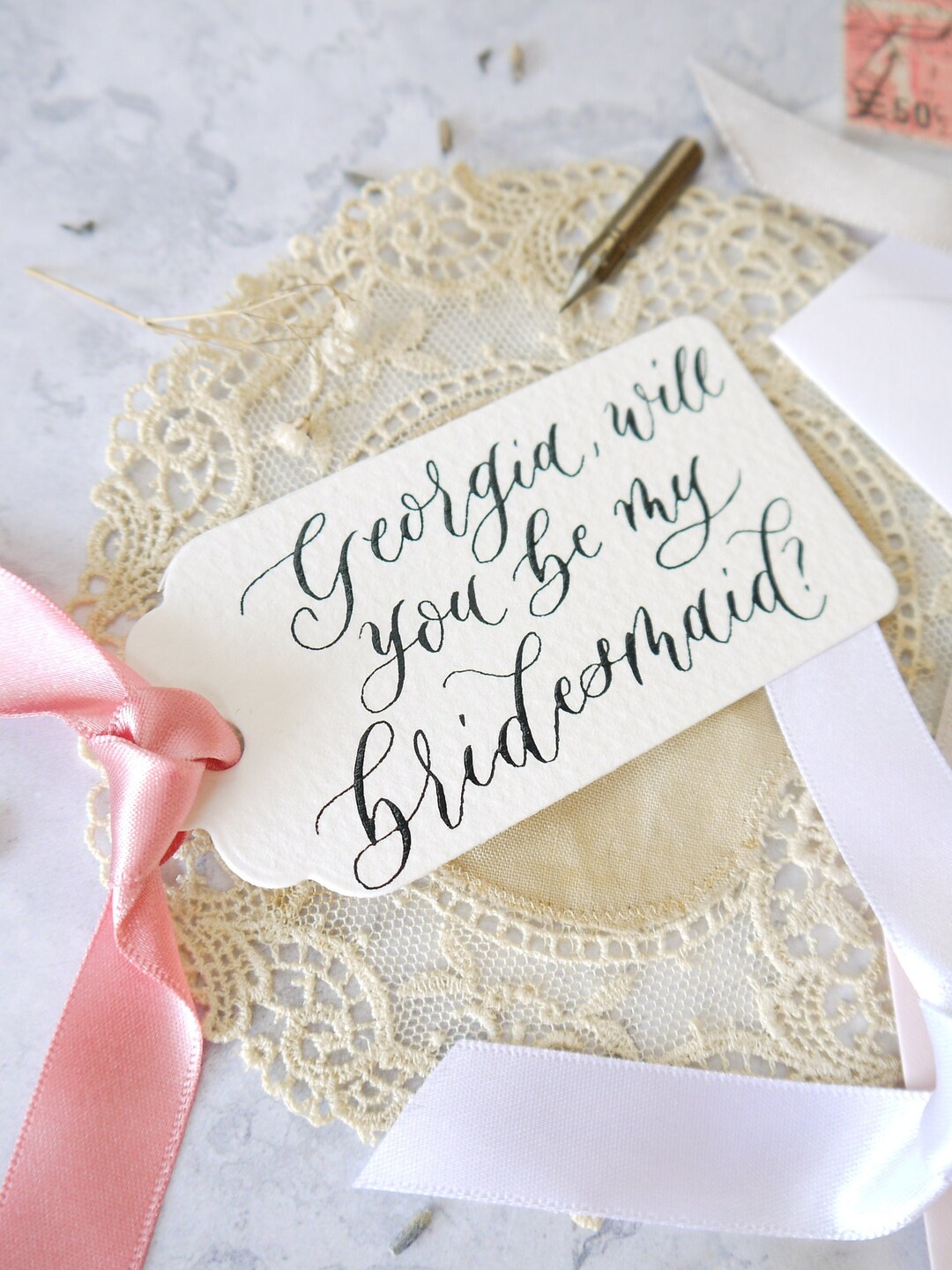 Will You Be My Bridesmaid Message on Gift Tag With Ribbon, Personalised ...