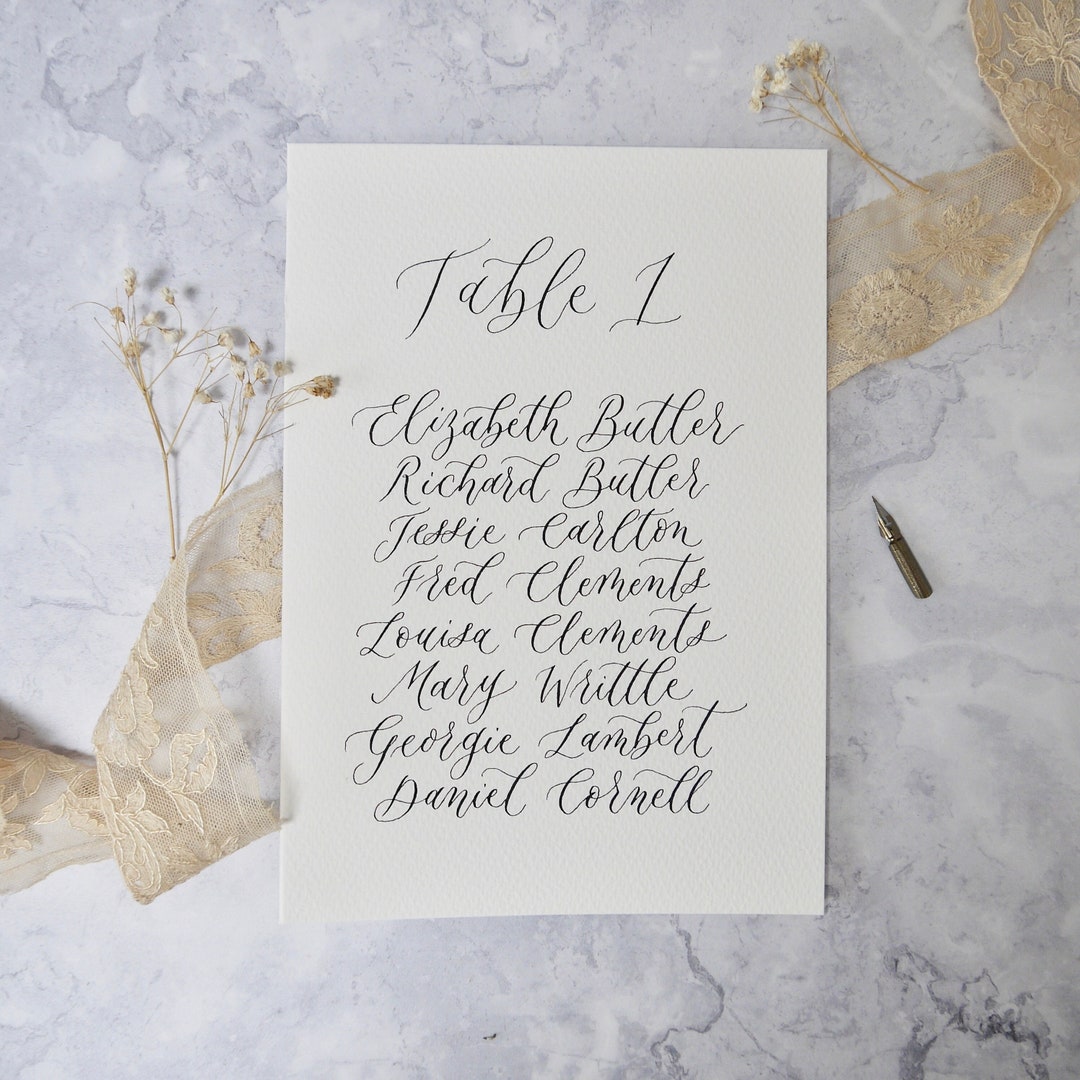 Calligraphy Wedding Table Seating Plan: A5 Personalized Sign - Etsy