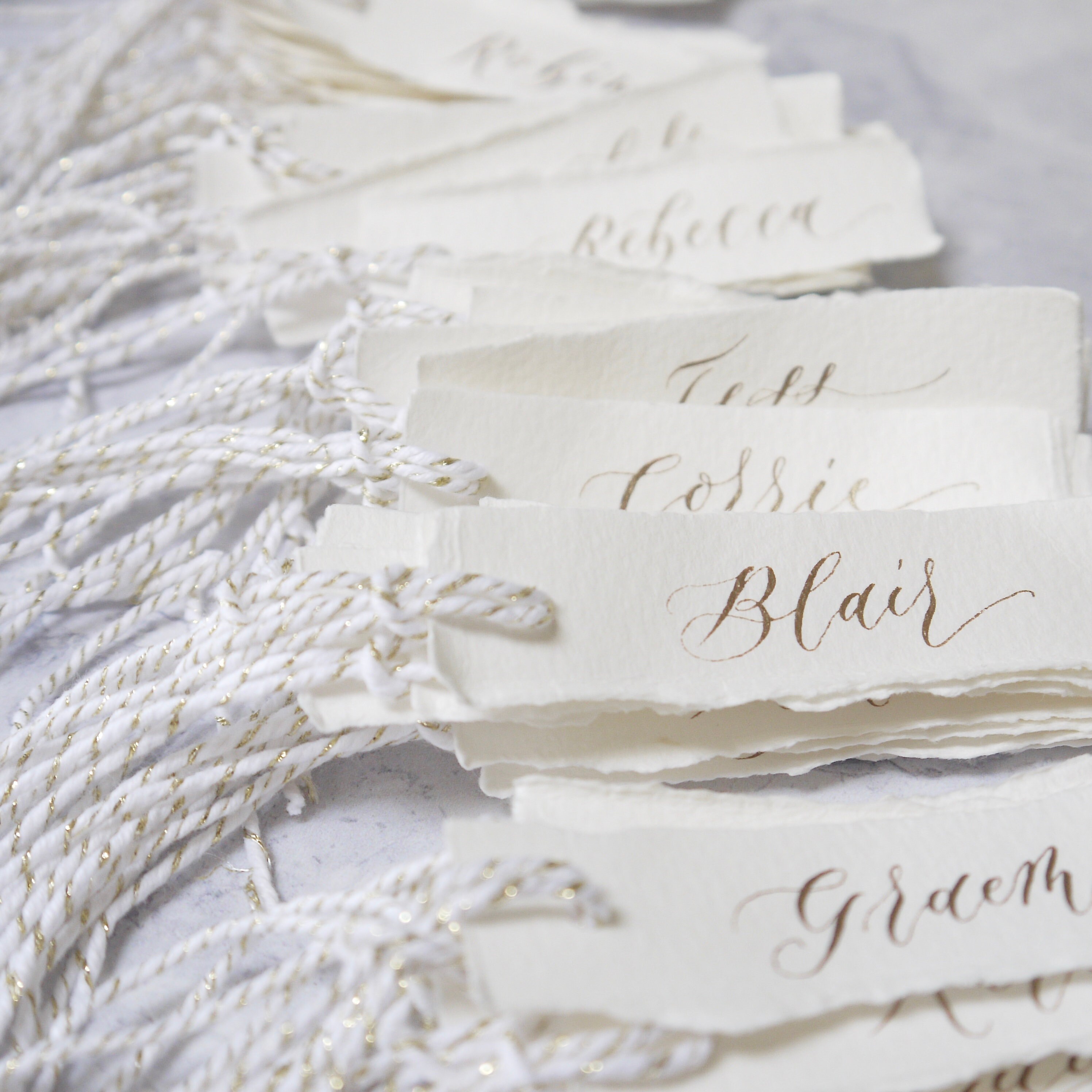 Personalised Calligraphy Gift Tags – Torn Paper Place Cards or Thank ...