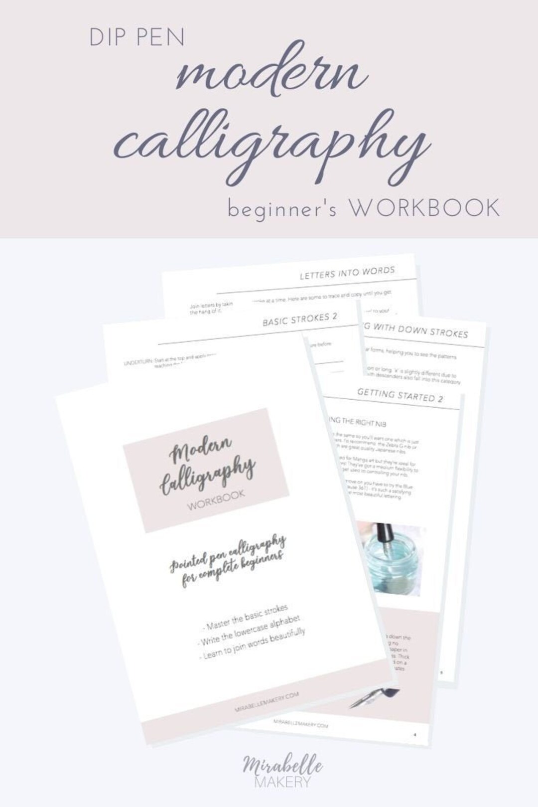 Modern Calligraphy Alphabet Practice Sheets for Beginners PDF, Dip Pen ...