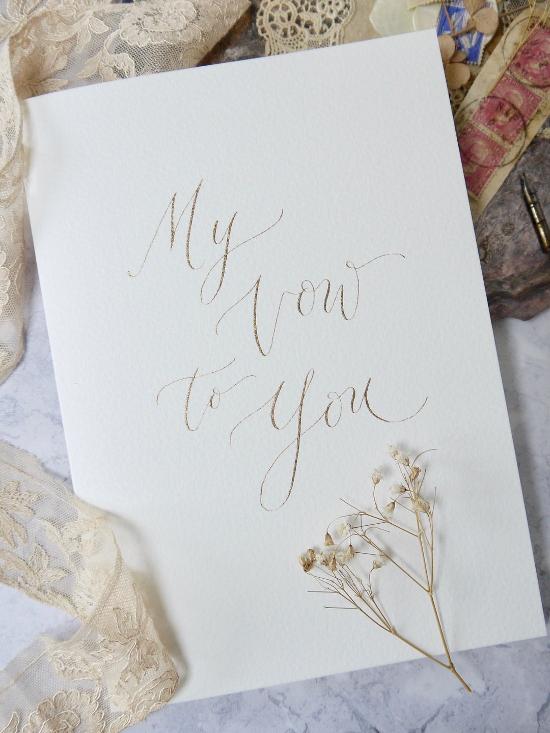 Wedding Vows Cover A5 – Custom Calligraphy Vow Book, Handmade Marriage ...