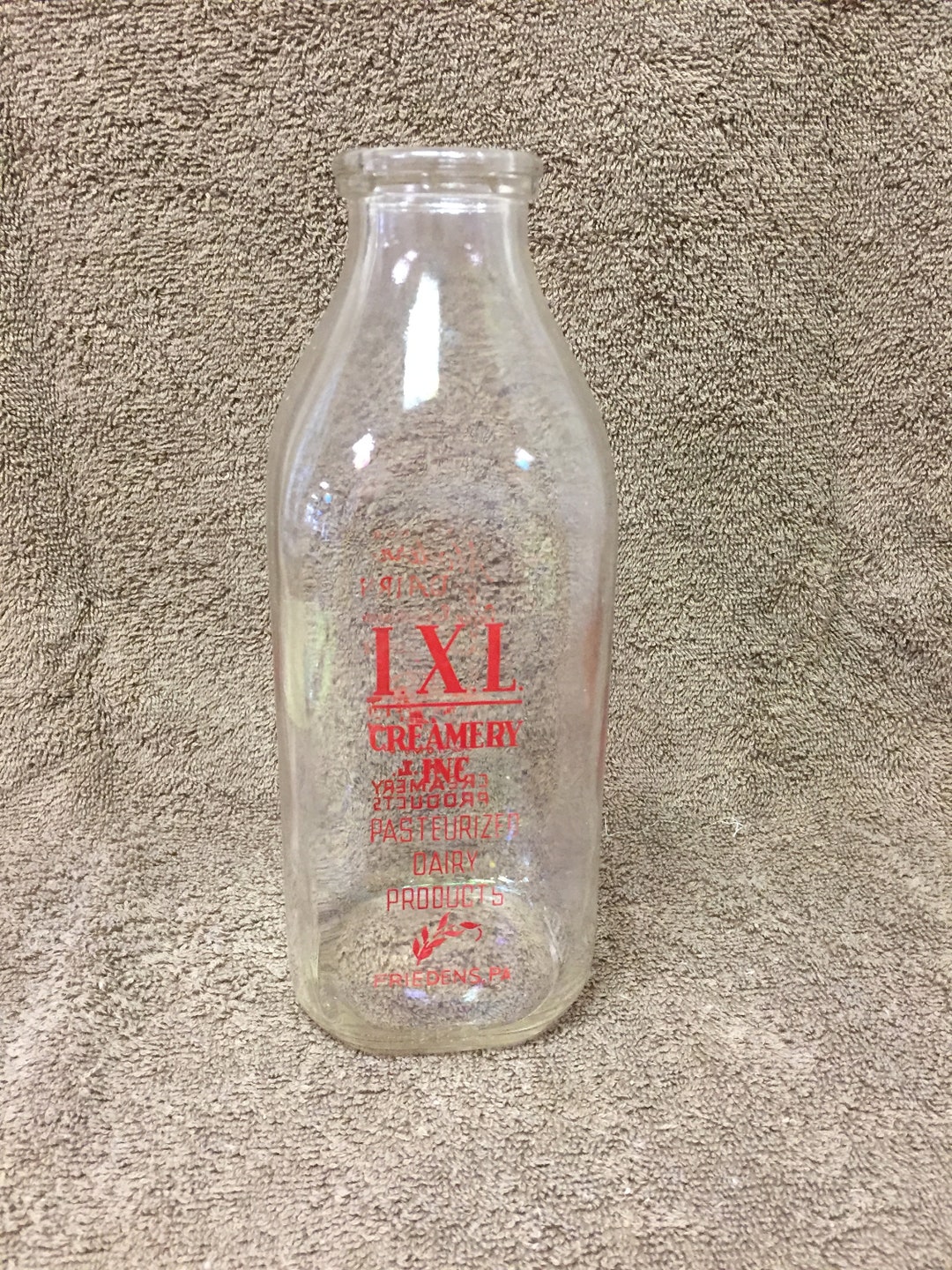 Square Quart Bottle (8 3/4") From Friedens, Pa's "ixl Creamery" - Etsy