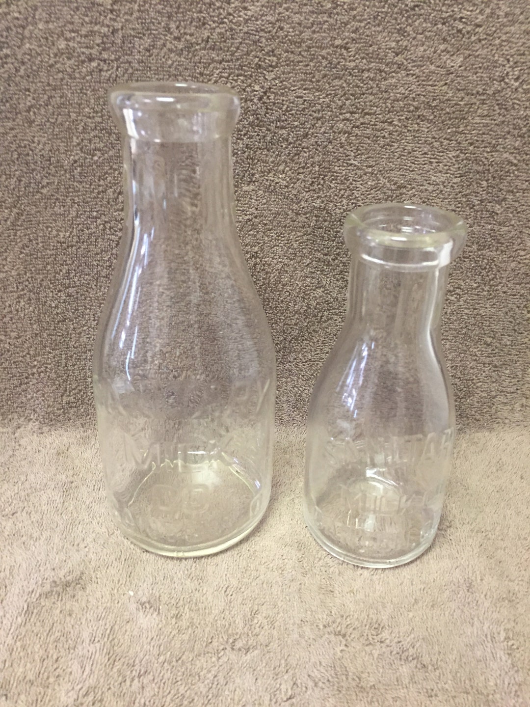 Round Pint (7 1/2) and Round Quart (9 3/4) From Sanitary Dairy of ...