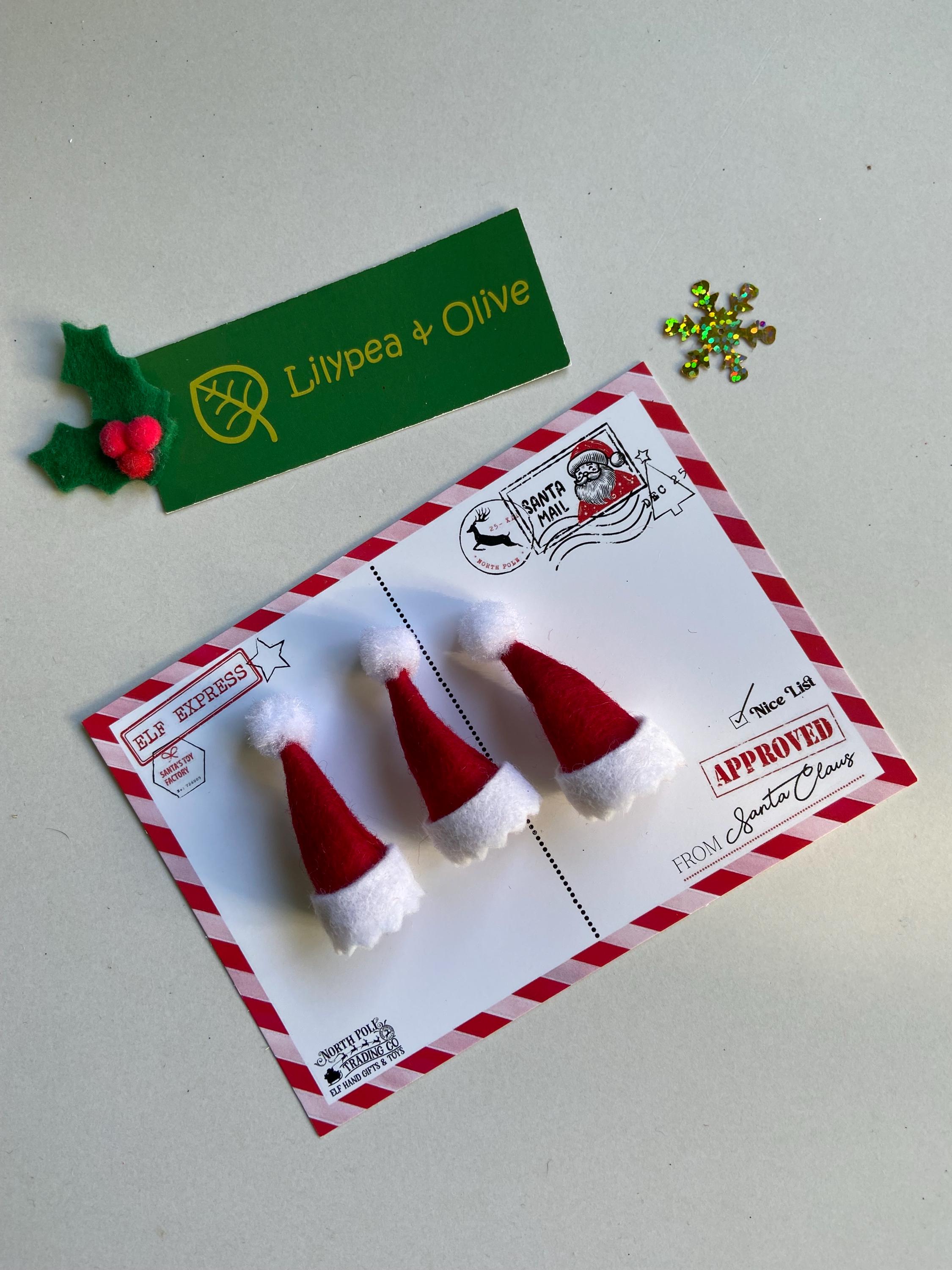 Santa Hat - Mini Father Christmas Hat - Xmas Cupcake Toppers - Red Pink ...
