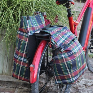 Double Cycle Pannier, Rear Pannier Waterproof in Tartar Blue/green - Etsy