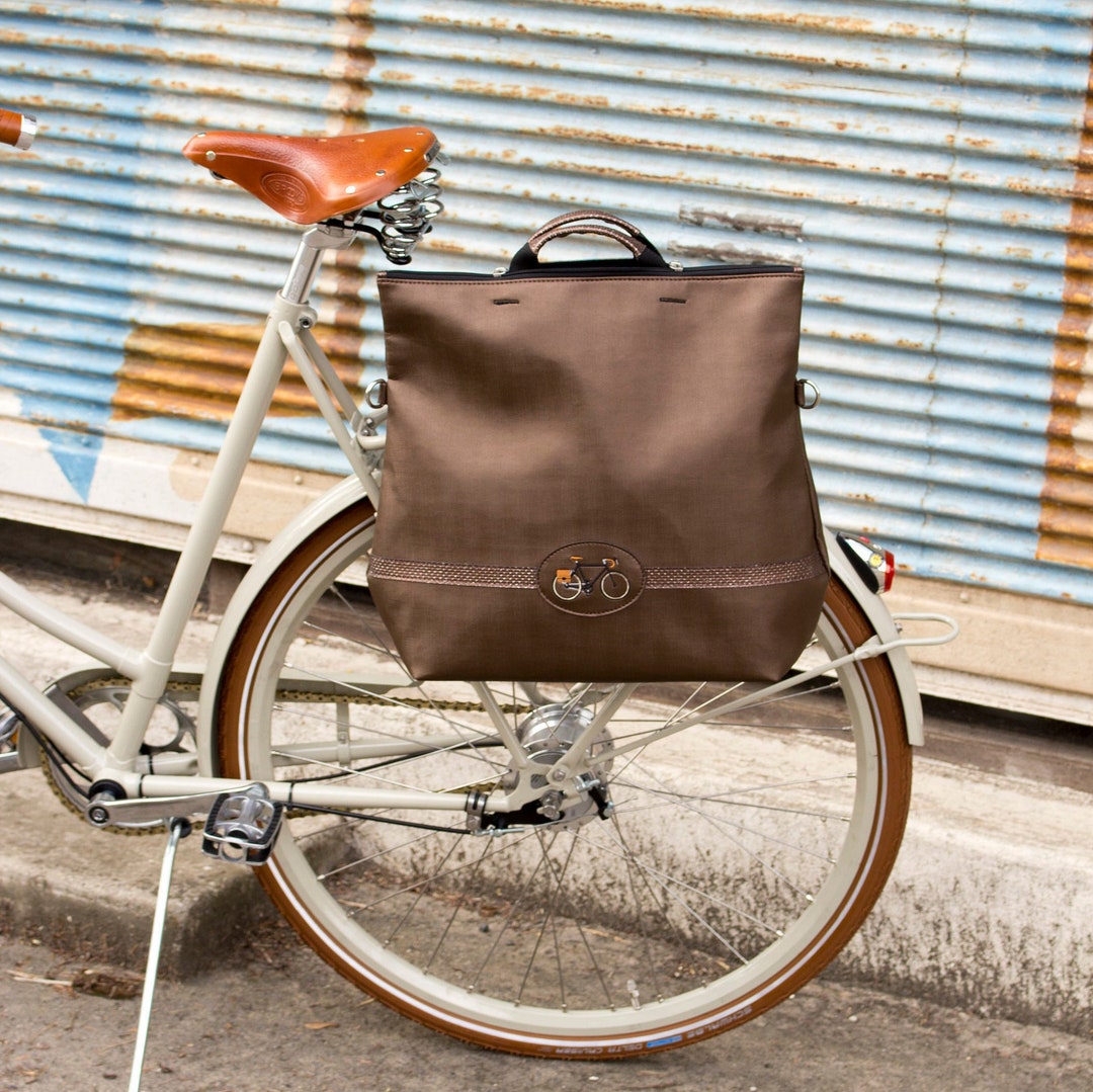 Women Waterproof Bike Pannier With a Strap, Bikebag in Brown - Etsy