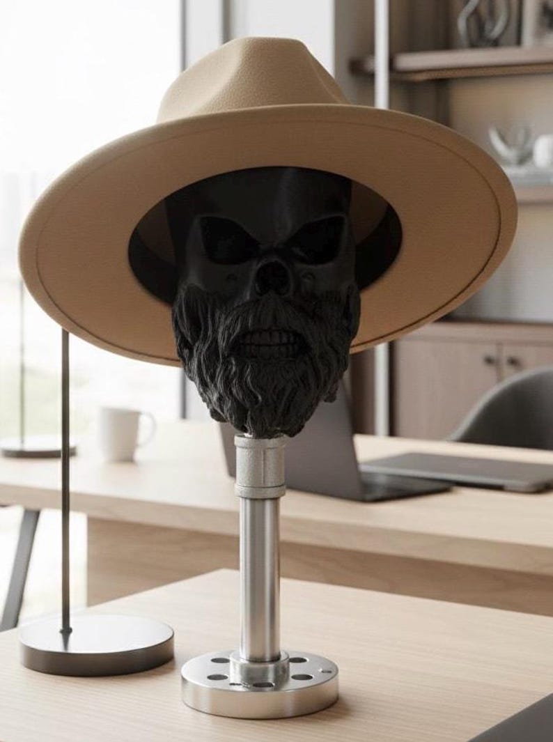 Skull Hat Stand: Stainless Steel Headphone Holder, Gothic Desk Decor - Etsy