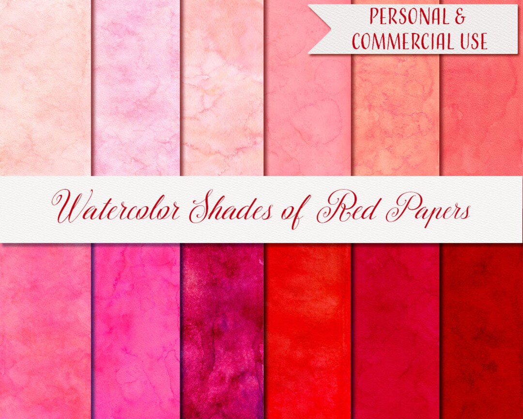 Watercolor Digital Paper, Watercolor Red Papers, Watercolor Red ...