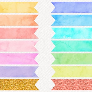 Watercolor Pastel and Glitter Banner Clipart, Printable Digital ...