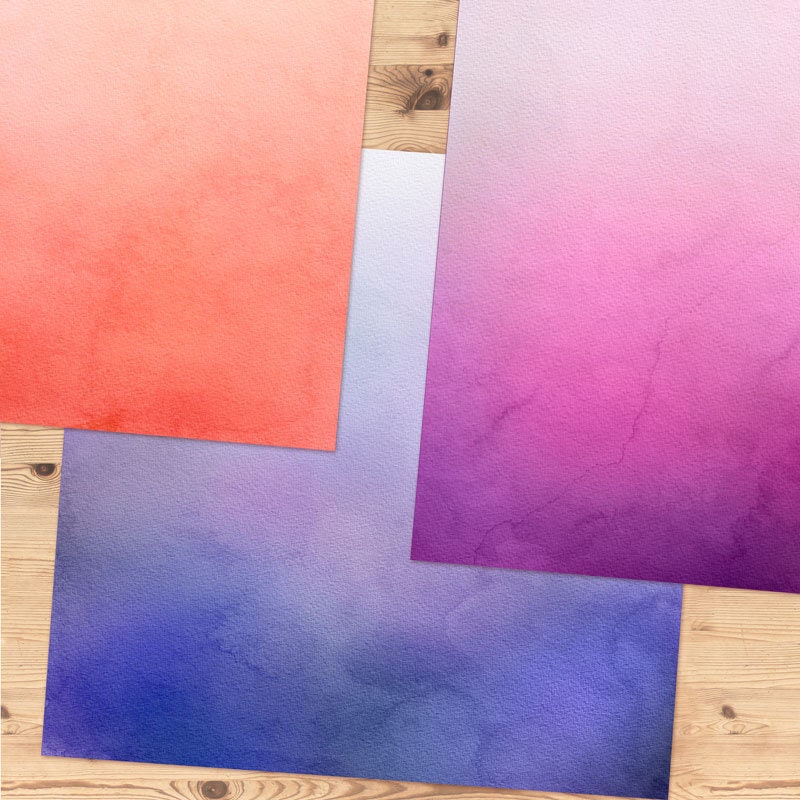 Watercolor Digital Paper, Watercolor Ombre Papers, 12 Digital Papers 12 ...