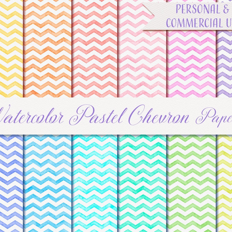 Watercolor Chevron - Etsy