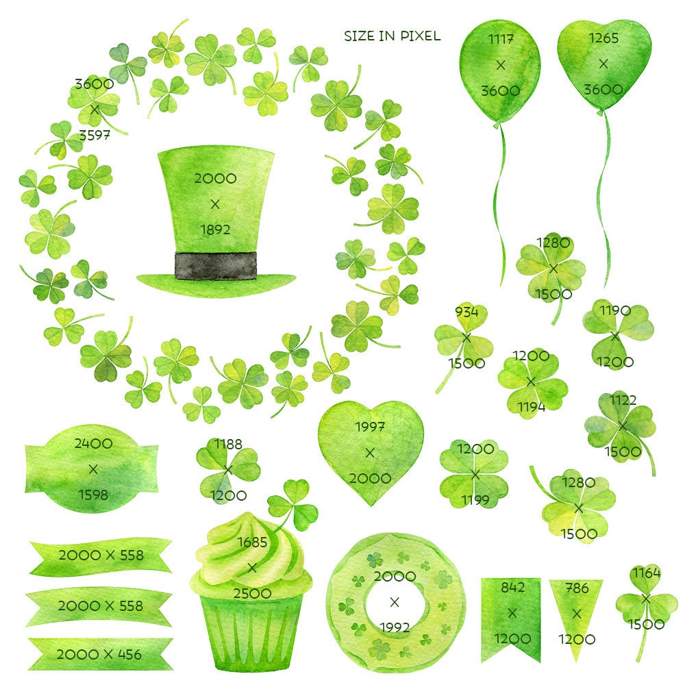 Watercolor St Patrick's Day Clipart, Watercolor Clover Wreath ...