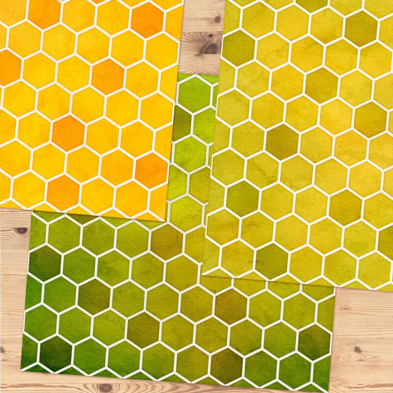Watercolor Digital Paper Watercolor Fall Digital Honeycomb | Etsy