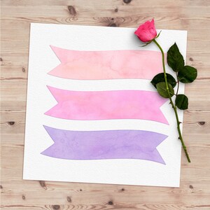 Watercolor Pastel and Glitter Banner Clipart, Watercolor Banners ...