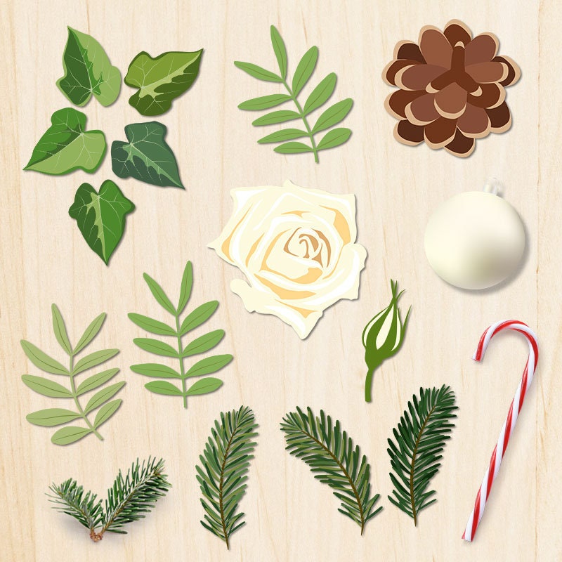 Christmas Wreath Clipart, White Christmas Clipart, Holiday Wreath ...