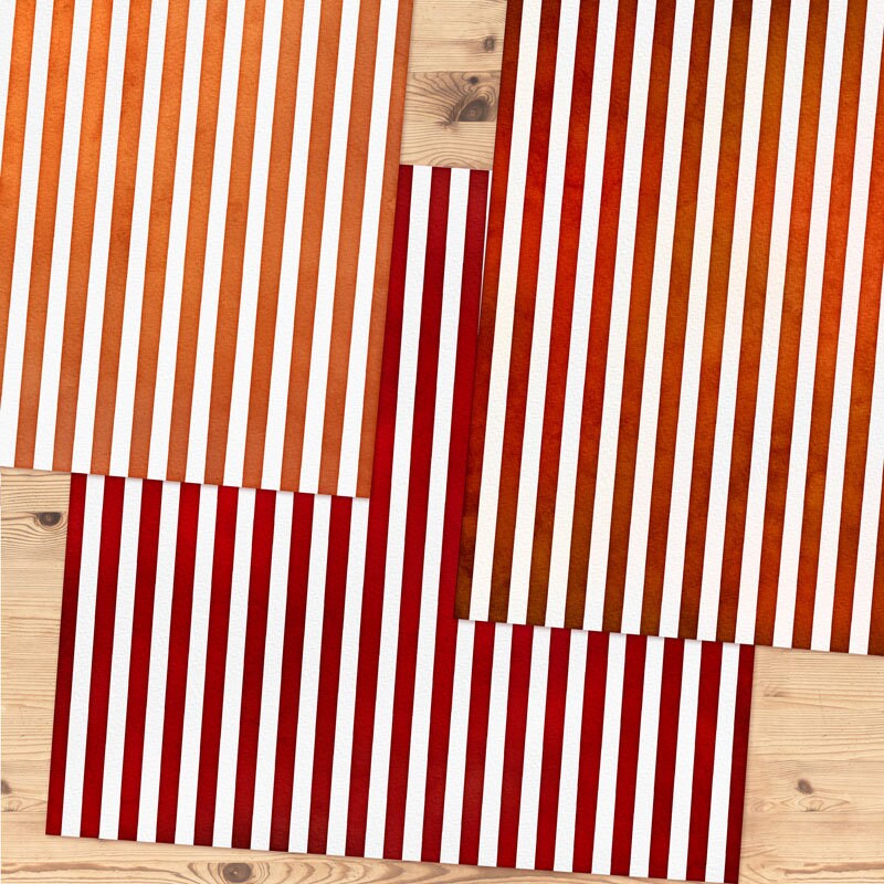 Watercolor Digital Paper Watercolor Fall Striped Papers 12 - Etsy