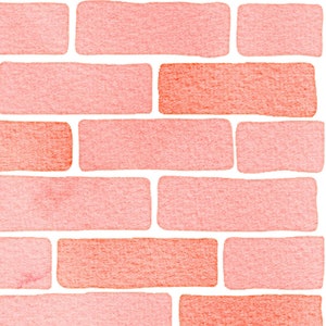 Watercolor Digital Papers, Watercolor Pastel Brick Wall Papers, 14 ...