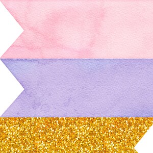 Watercolor Pastel and Glitter Banner Clipart, Printable Digital ...