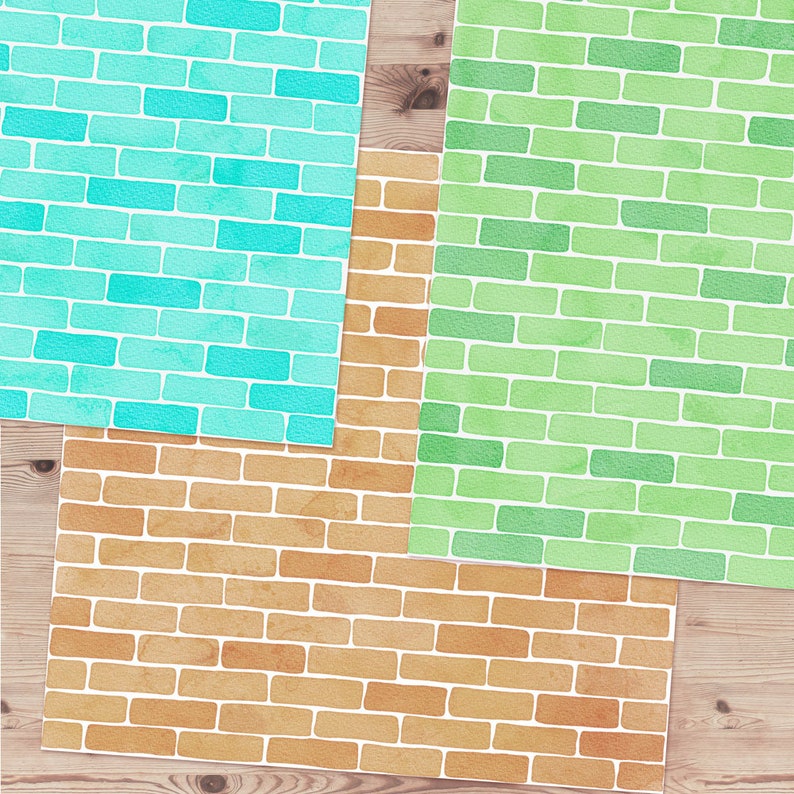 Watercolor Digital Papers Watercolor Pastel Brick Wall - Etsy