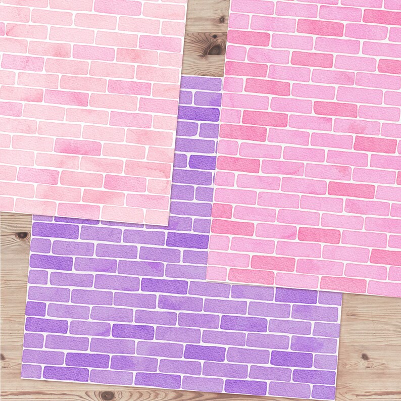 Watercolor Digital Papers Watercolor Pastel Brick Wall - Etsy