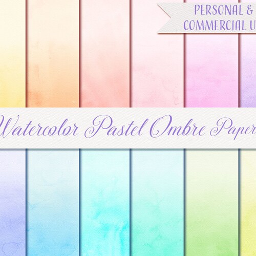 Watercolor Digital Paper Watercolor Pastel Ombre Papers 12 - Etsy
