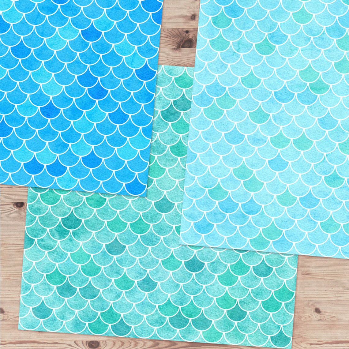 Watercolor Mermaid Papers Mermaid Glitter Papers Watercolor | Etsy