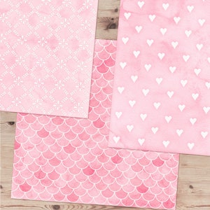 Baby Girl Watercolor Digital Paper, 12 Papers 12" X 12", Baby Girl ...