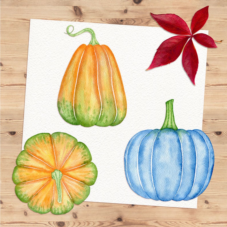 Watercolor Pumpkin Clipart Set, Fall Watercolor Clipart, Watercolor ...