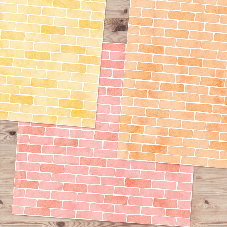 Watercolor Digital Papers Watercolor Pastel Brick Wall - Etsy